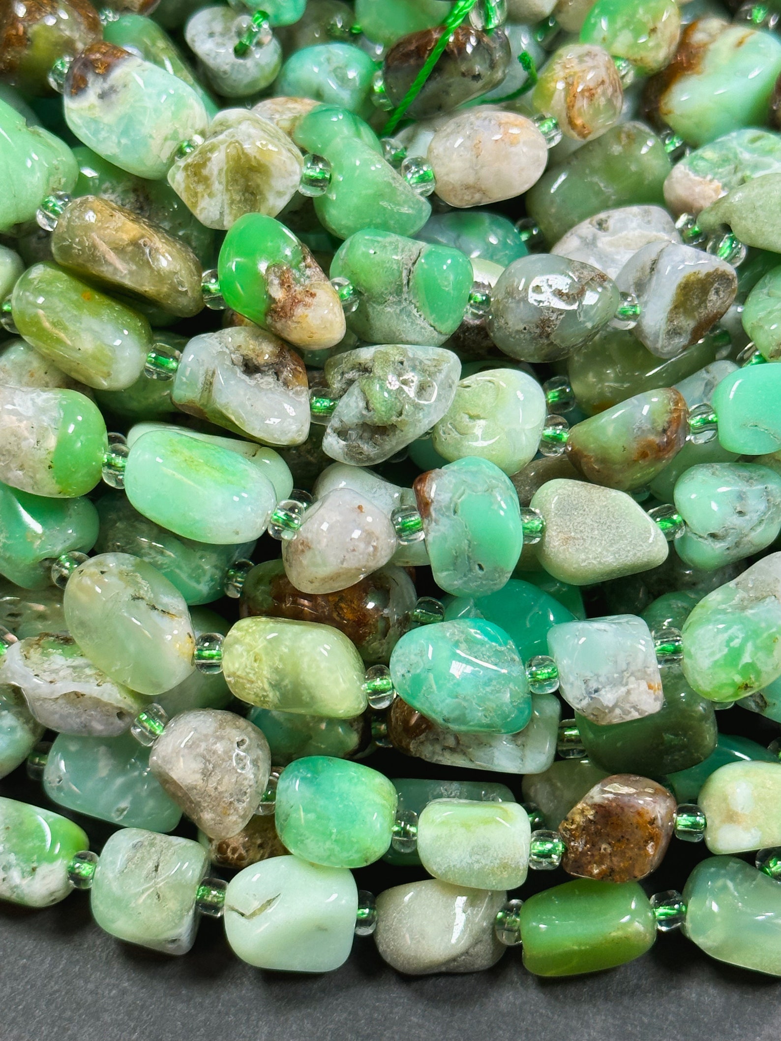 Natural Chrysoprase Gemstone Freeform Pebble Nugget Beads, Beautiful ...