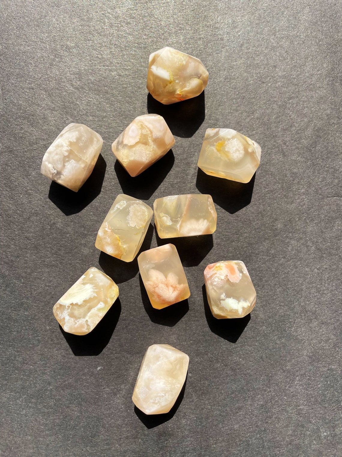 Natural cherry blossom flowers agate loose bead. Faceted | Etsy