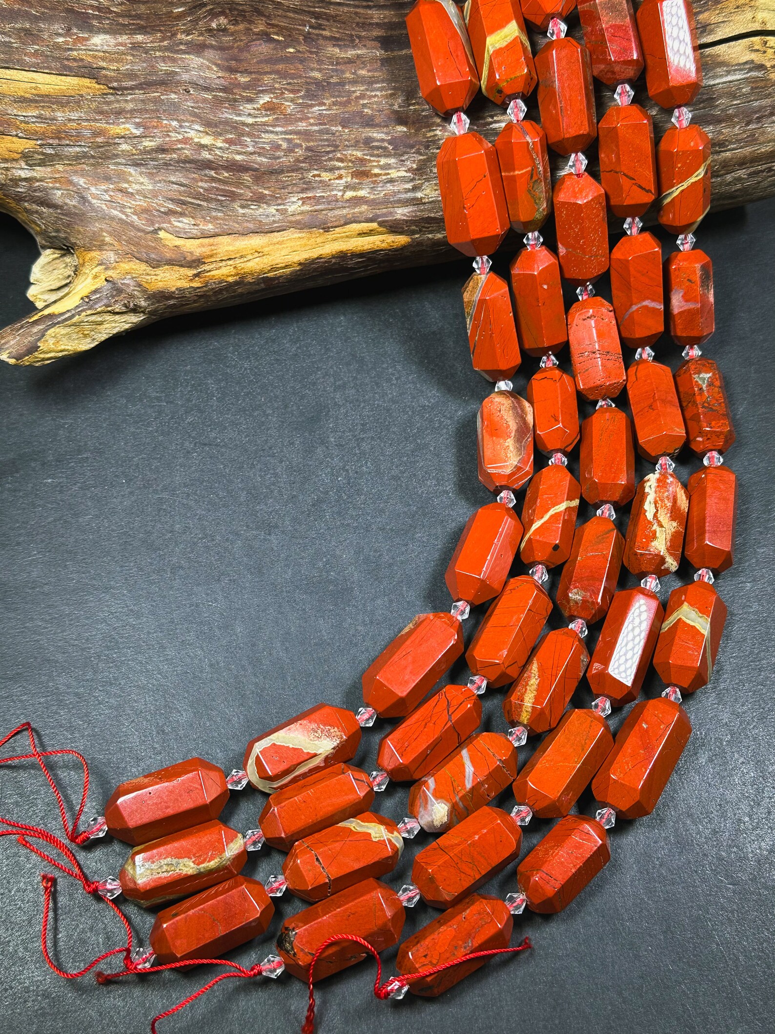 Natural Red Jasper Gemstone Bead Faceted 27x13mm Barrel Shape Beads ...