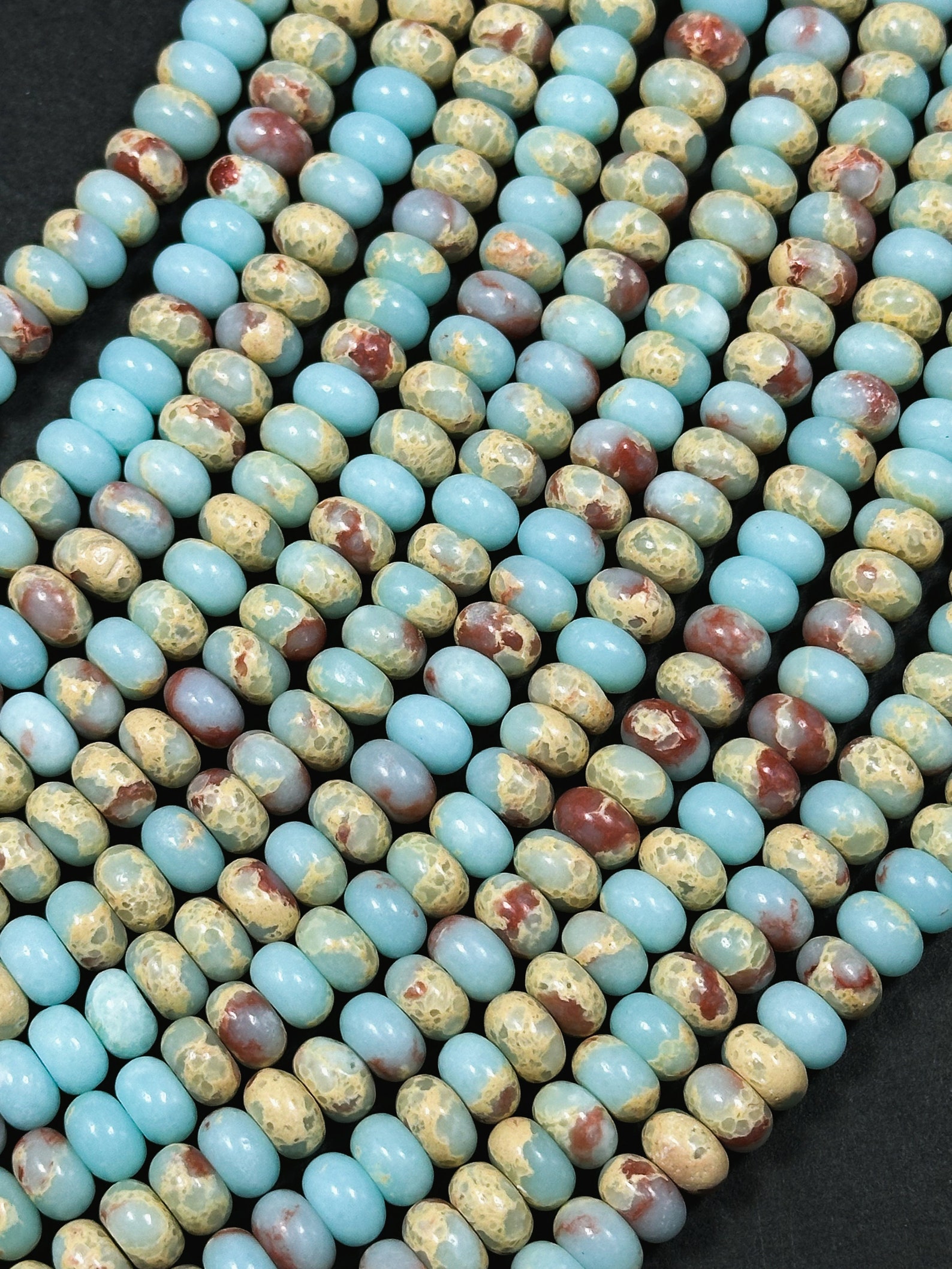 Natural Sea Sediment Jasper Gemstone Bead 8x5mm Rondelle Shape ...