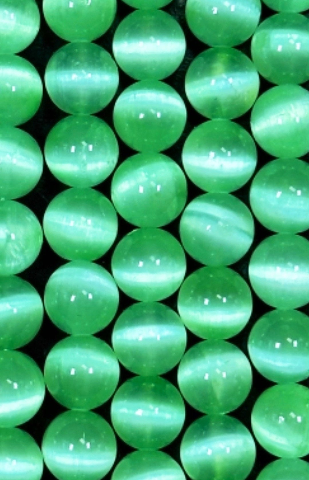 AAA Natural Selenite Gemstone Bead, 8mm 10mm Round Bead, Gorgeous Green ...