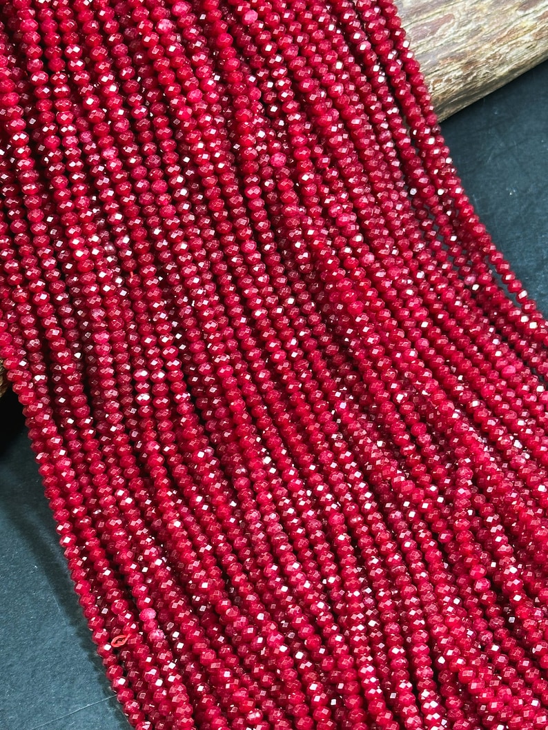 Natural Red Jade Gemstone Bead Faceted 3mm Rondelle Shape Bead ...