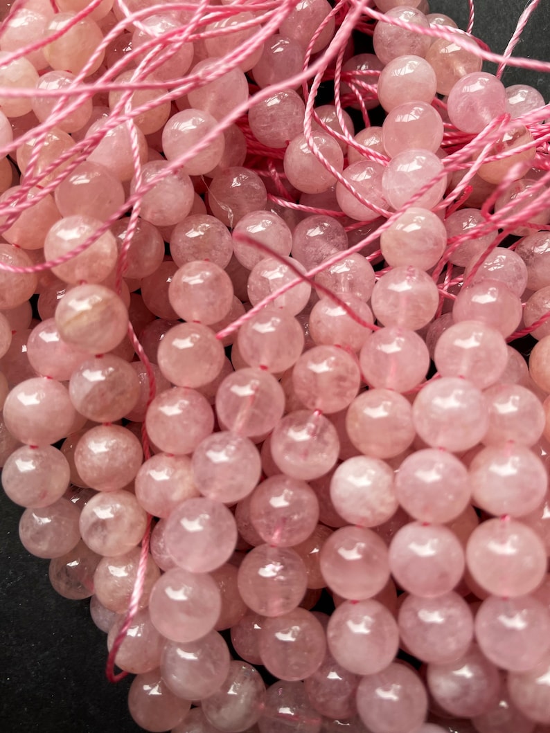 AAA Natural Pink Morganite Stone Bead. 6mm 8mm 10mm Round Bead . Super ...