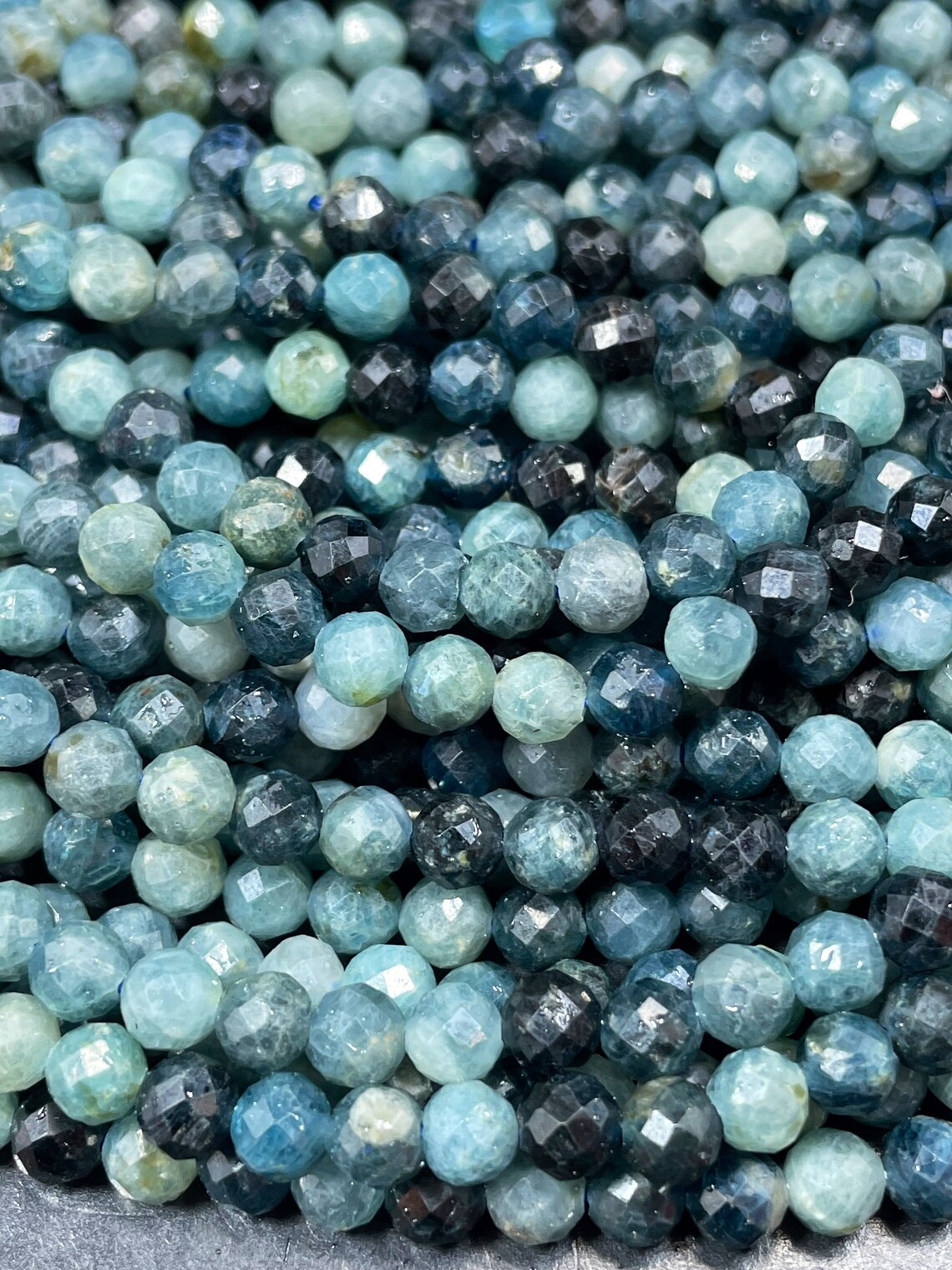 NATURAL Blue Tourmaline Gemstone Bead Faceted 4mm Round Shape Beads ...