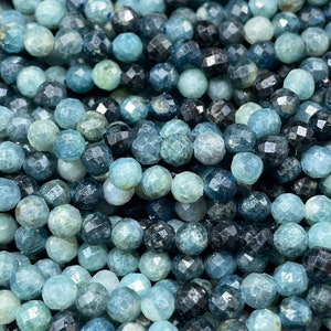 NATURAL Blue Tourmaline Gemstone Bead Faceted 4mm Round Shape Beads ...