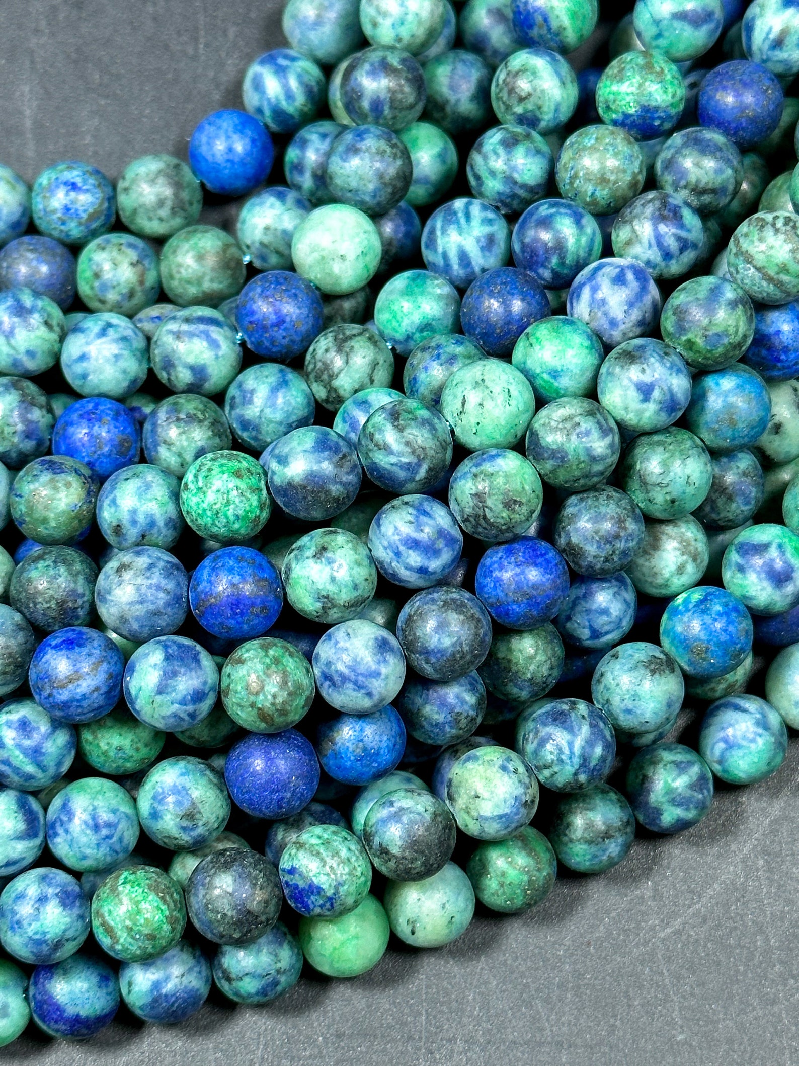 NATURAL Matte Azurite Gemstone Bead 4mm 6mm 8mm 10mm 12mm Round Beads ...