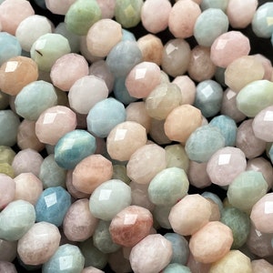 AAA Natural Morganite Stone Bead. Faceted 12x8mm Rondelle Bead ...