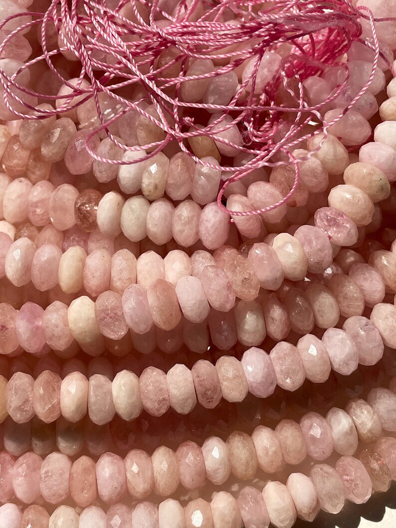 AAA Natural Morganite Stone Bead. Faceted 5x8mm Rondelle Bead. Gorgeous ...