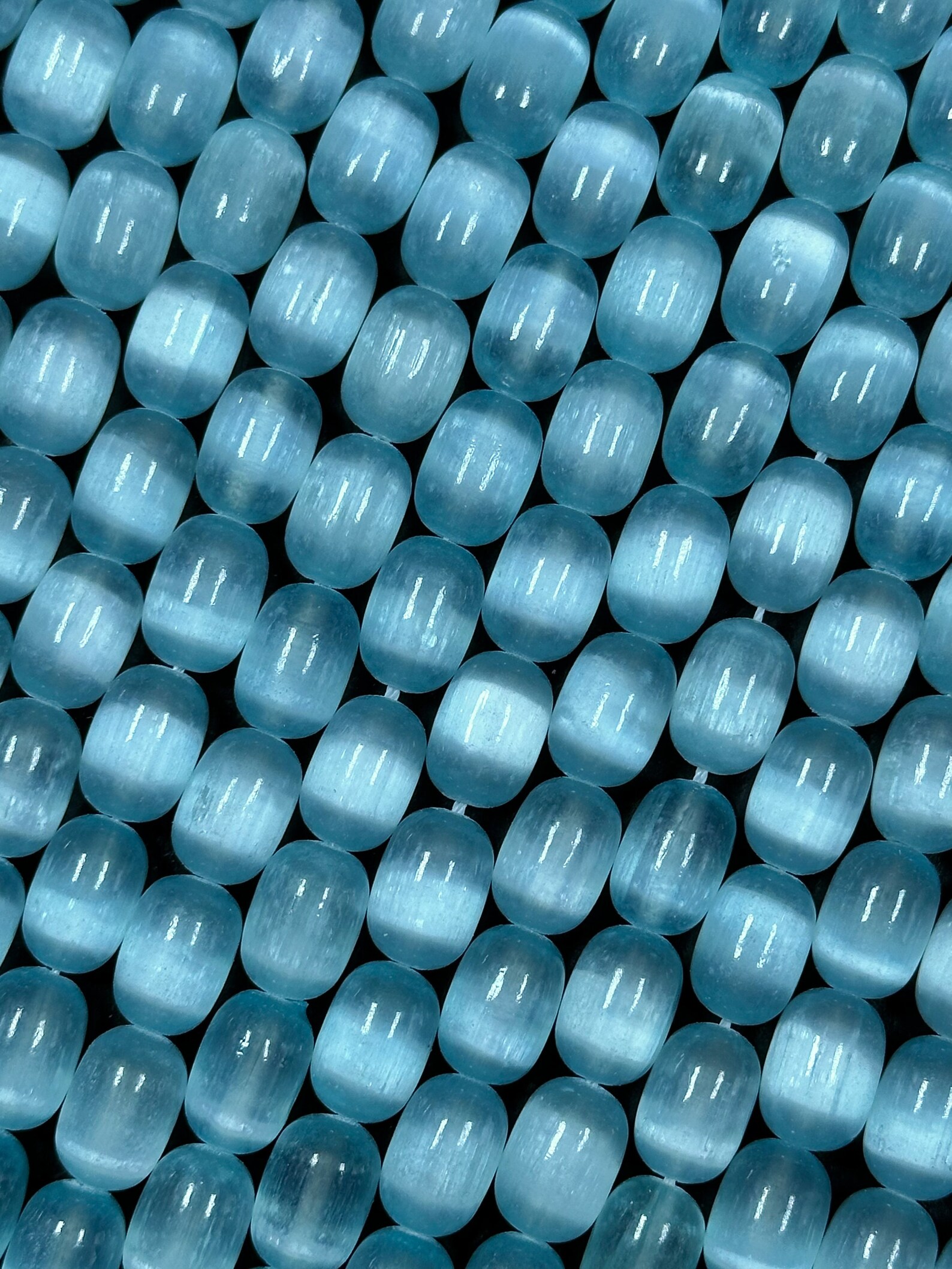Natural Blue Selenite Gemstone Bead 12x8mm Tube Shape Bead, Beautiful ...