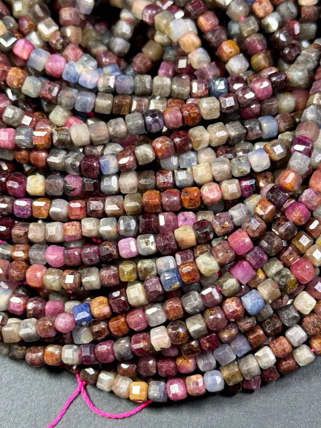 AAA Natural Ruby Sapphire Gemstone Bead Faceted 3.5mm Cube Shape ...