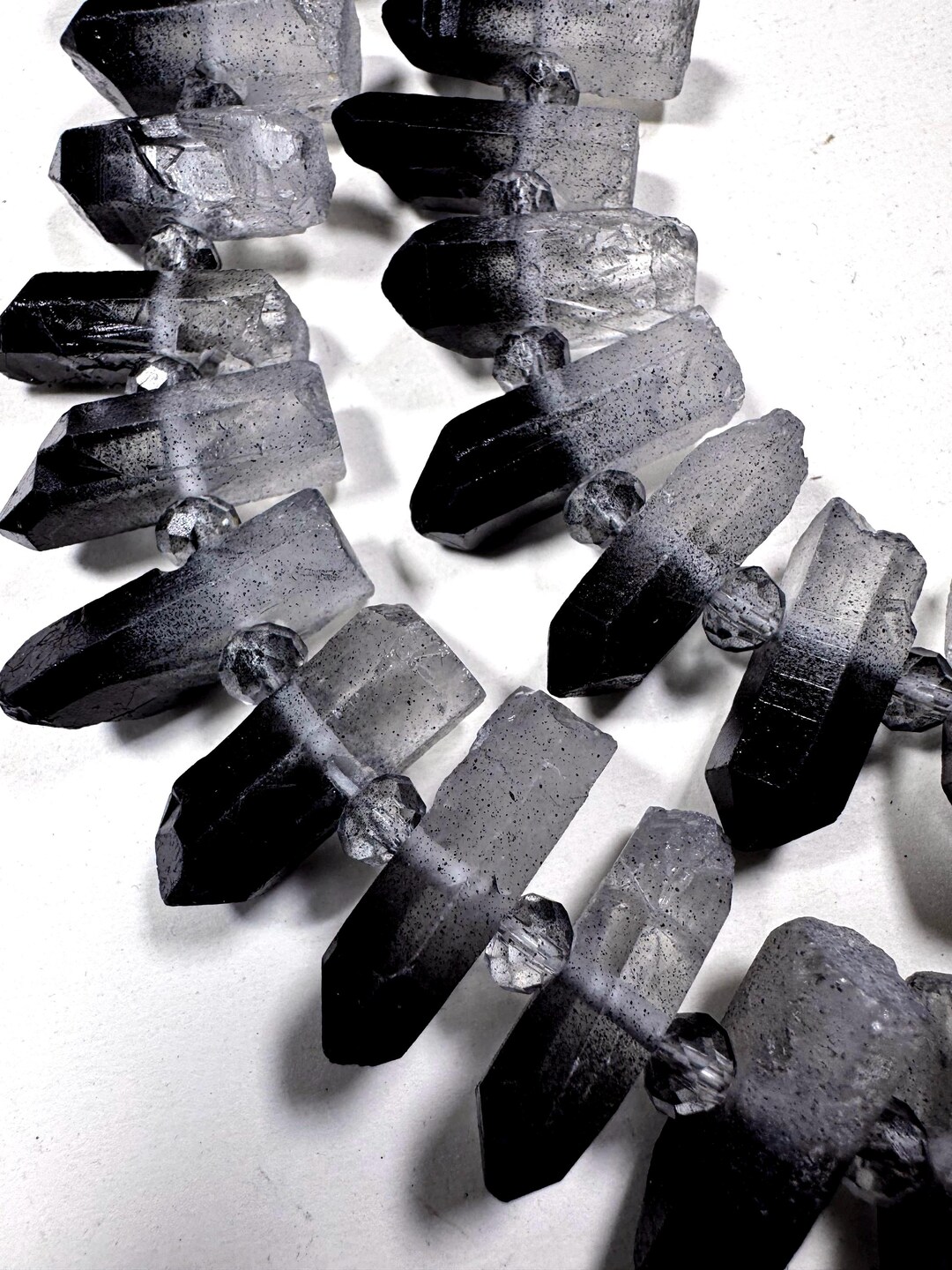 100% Natural Rock Crystal Quartz . Freedom Teeth Shape . Black White ...