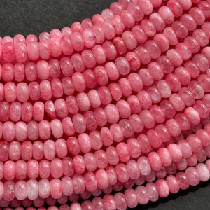 Beautiful Pink Jade Gemstone Bead 8x5mm Smooth Rondelle Beads, Gorgeous ...