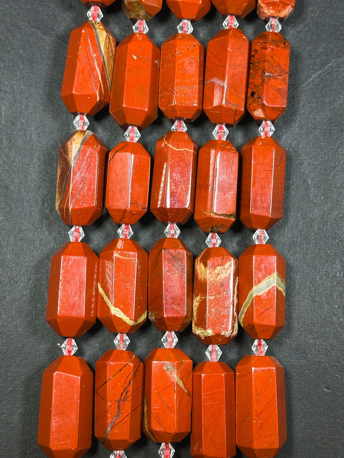 Natural Red Jasper Gemstone Bead Faceted 27x13mm Barrel Shape Beads ...