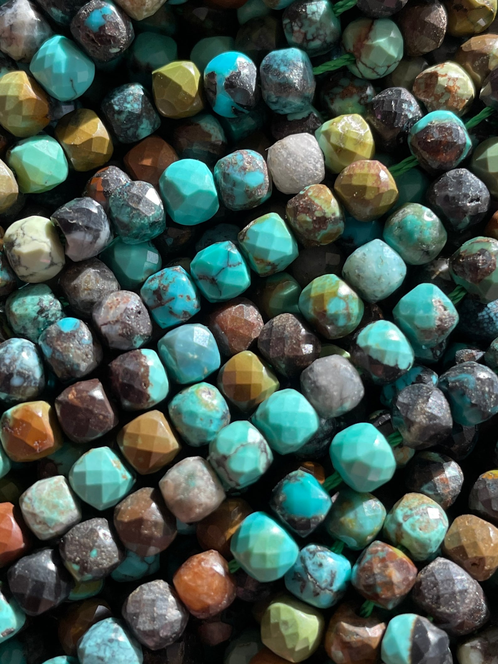 AA Natural Turquoise Stone Bead . Faceted 5mm Square Shape Turquoise ...
