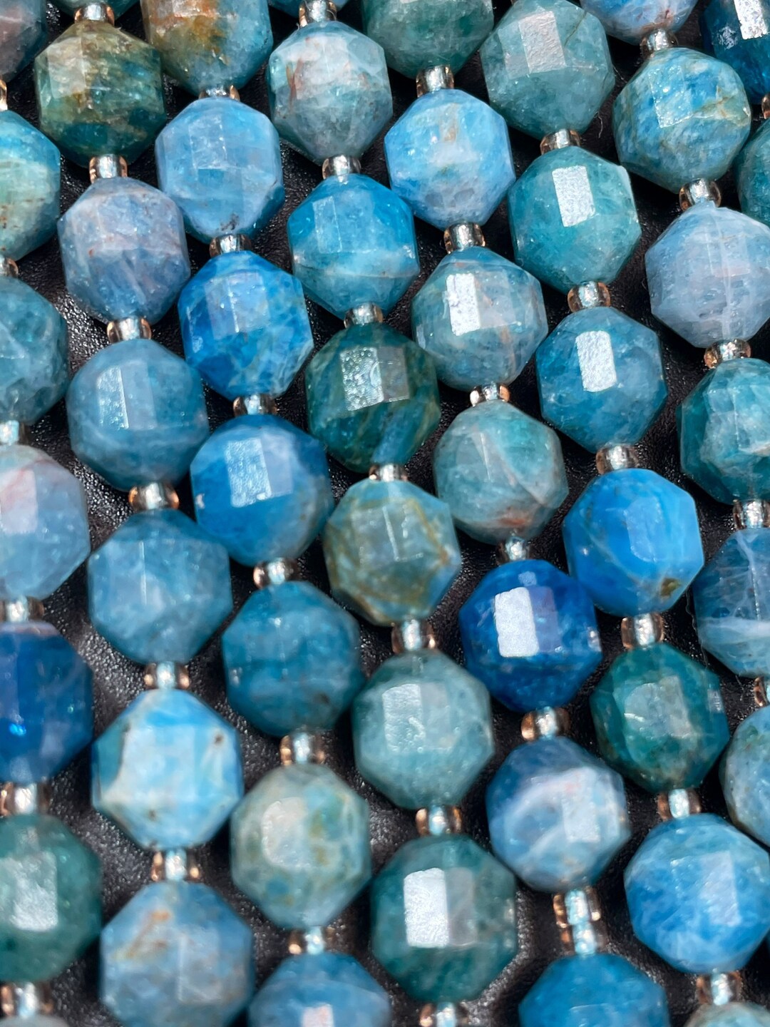 AAA Natural Blue Apatite Stone Bead. Faceted 7mm Barrel Shape. Gorgeous ...