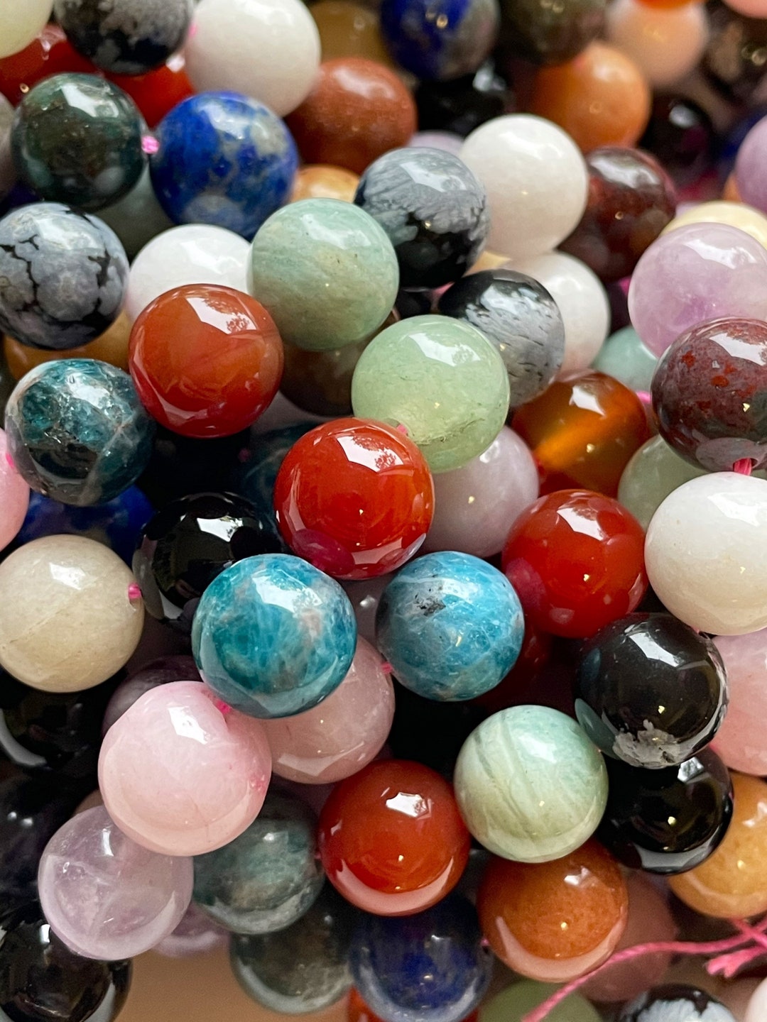 Natural MIXED Gemstone Bead. 6mm 8mm 10mm Round Bead. Natural ...