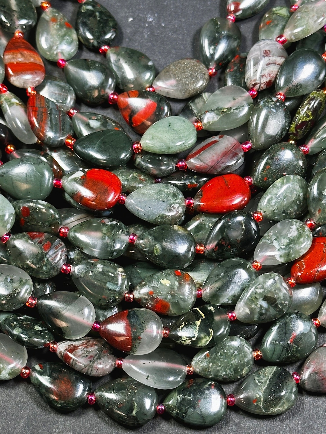 Natural African Bloodstone Gemstone Bead 18x13mm Teardrop Shape ...