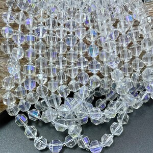 Natural Clear Rock Crystal Quartz Stone Bead. Faceted 10mm Diamond Cut ...