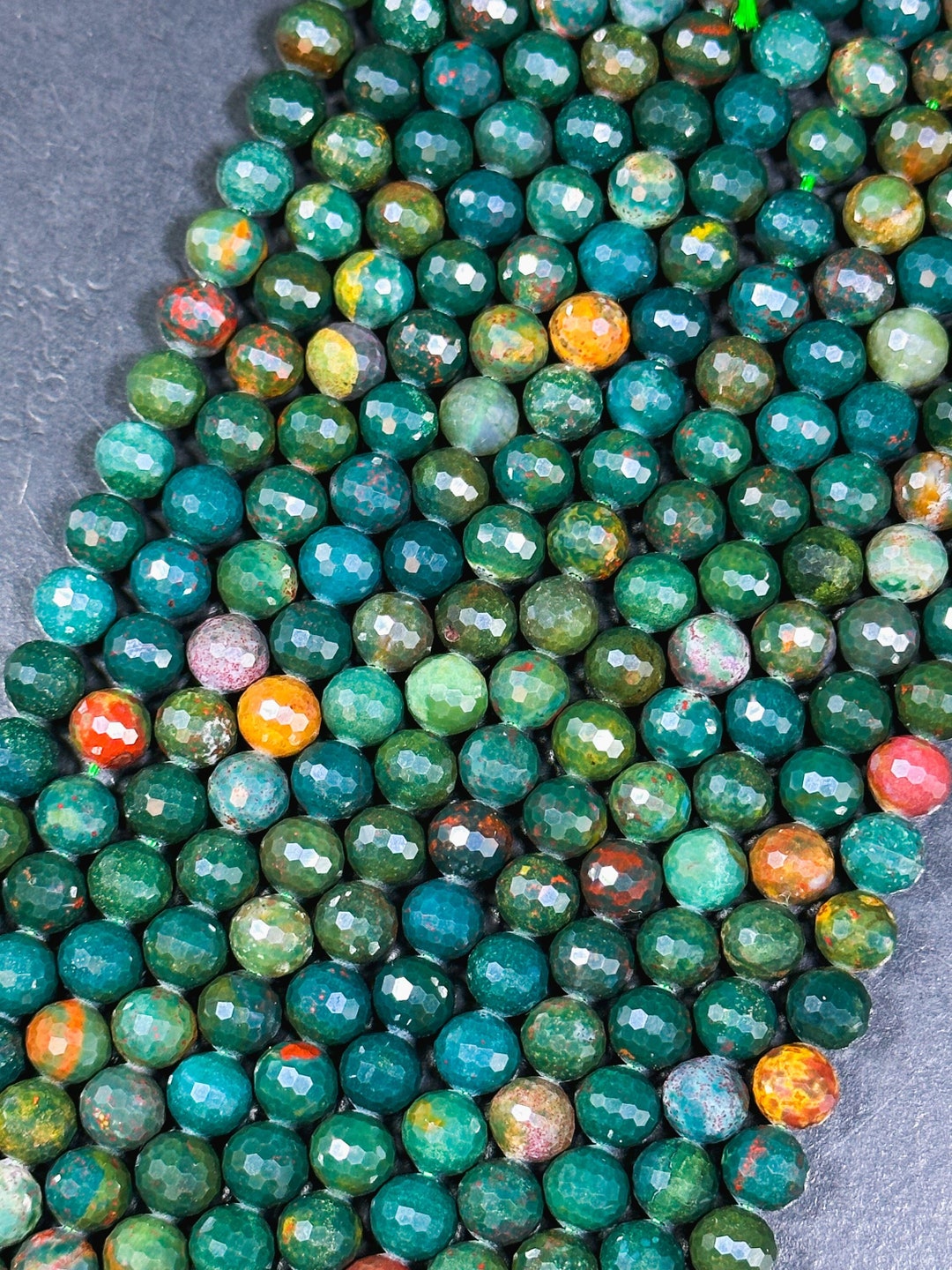 NATURAL Bloodstone Gemstone Bead Faceted 6mm 8mm 10mm 12mm Round Bead ...
