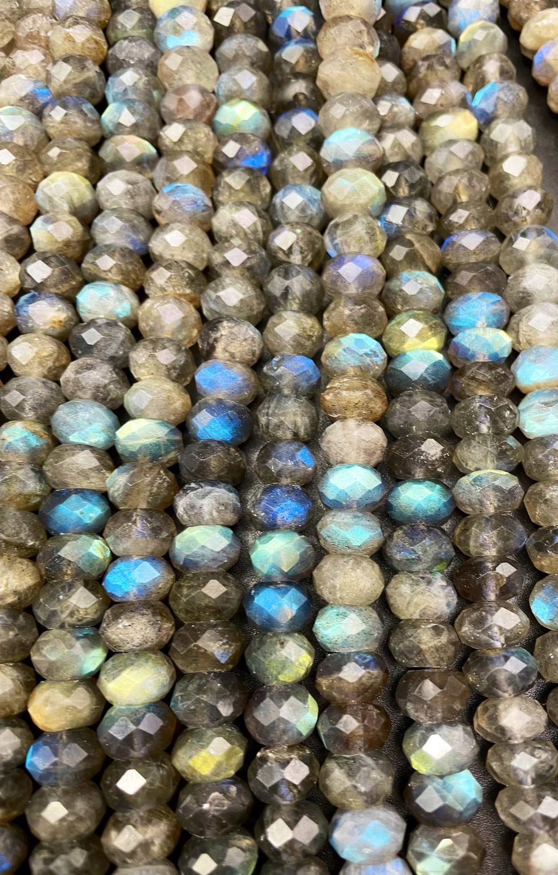 AAA Natural Rainbow Labradorite Stone Bead. Faceted 6x9mm Rondelle ...