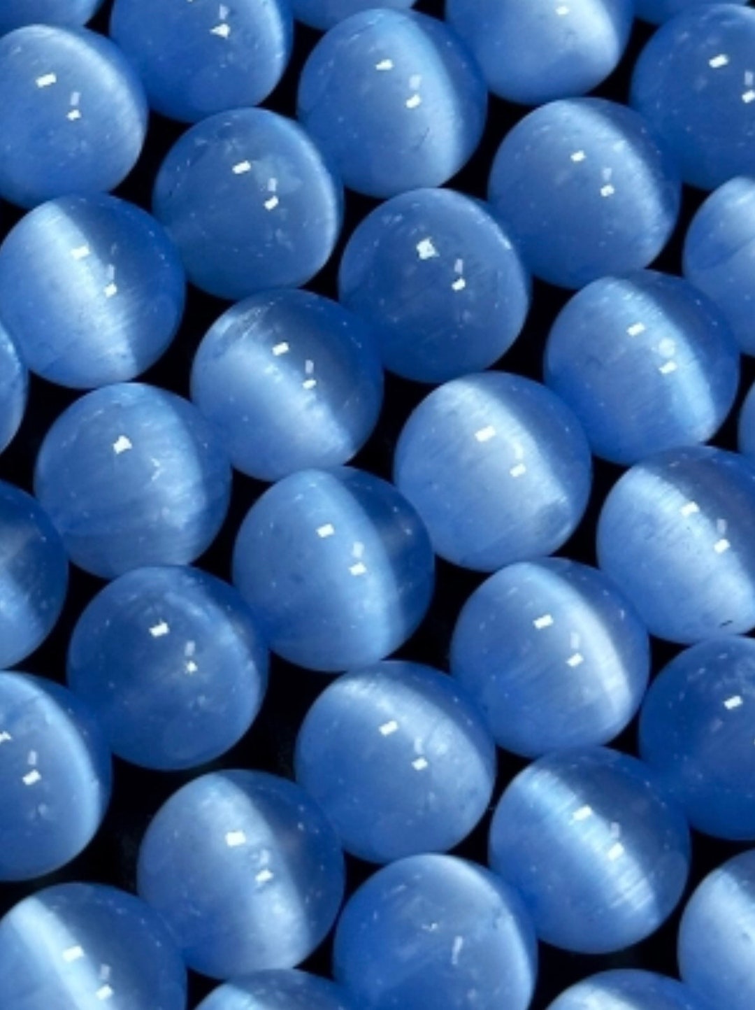 AAA Natural Selenite Gemstone Bead, 8mm 10mm Round Bead, Gorgeous Blue ...