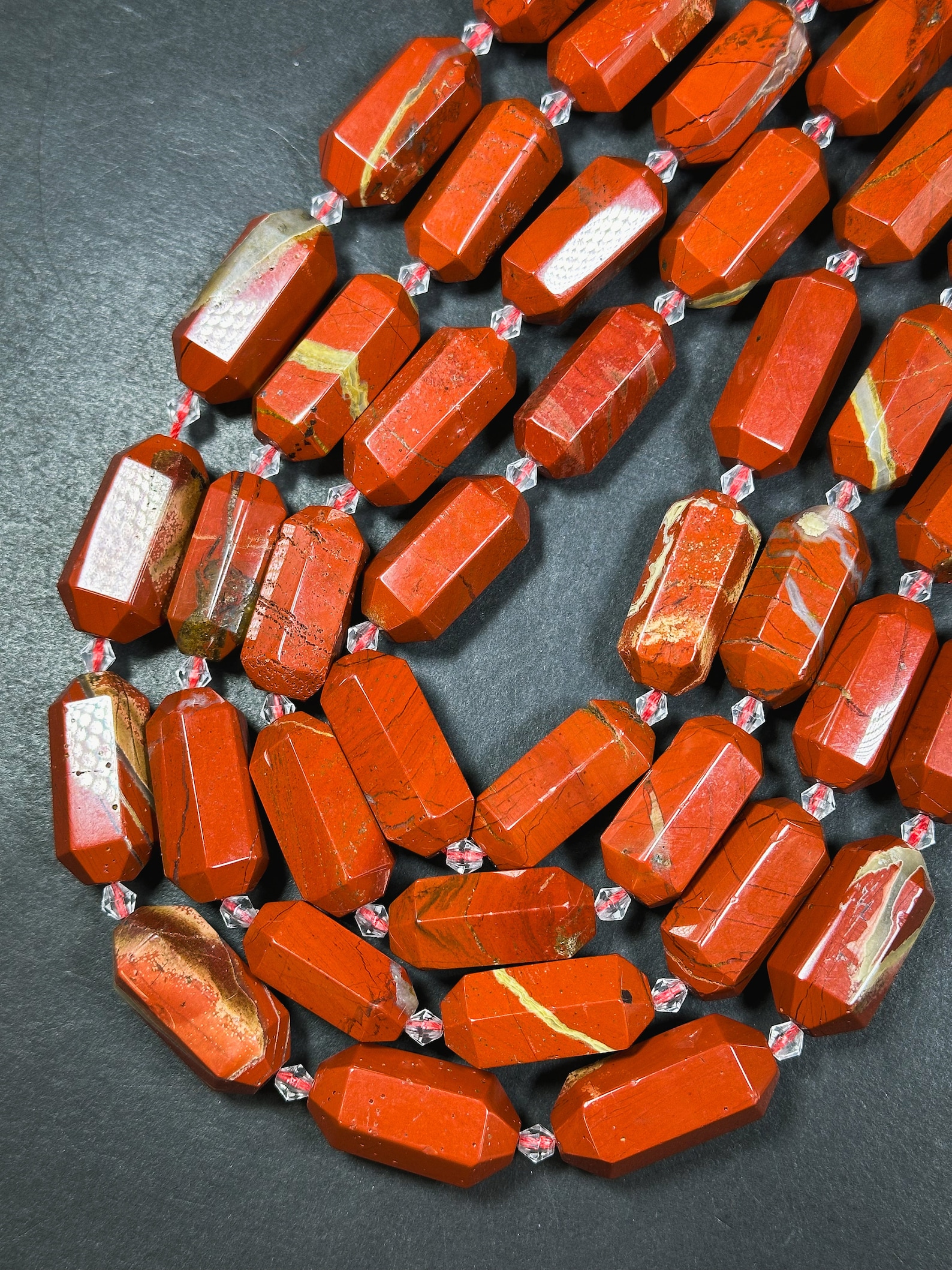 Natural Red Jasper Gemstone Bead Faceted 27x13mm Barrel Shape Beads ...