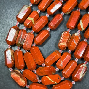 Natural Red Jasper Gemstone Bead Faceted 27x13mm Barrel Shape Beads ...