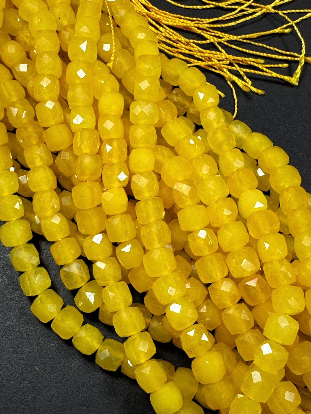 Natural Gemstone Bead. Faceted Cube Shape Bead.yellow Color Bead ...