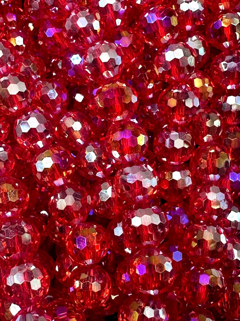 Beautiful Red Crystal Round Shape Faceted Bead. Gorgeous High Quality ...