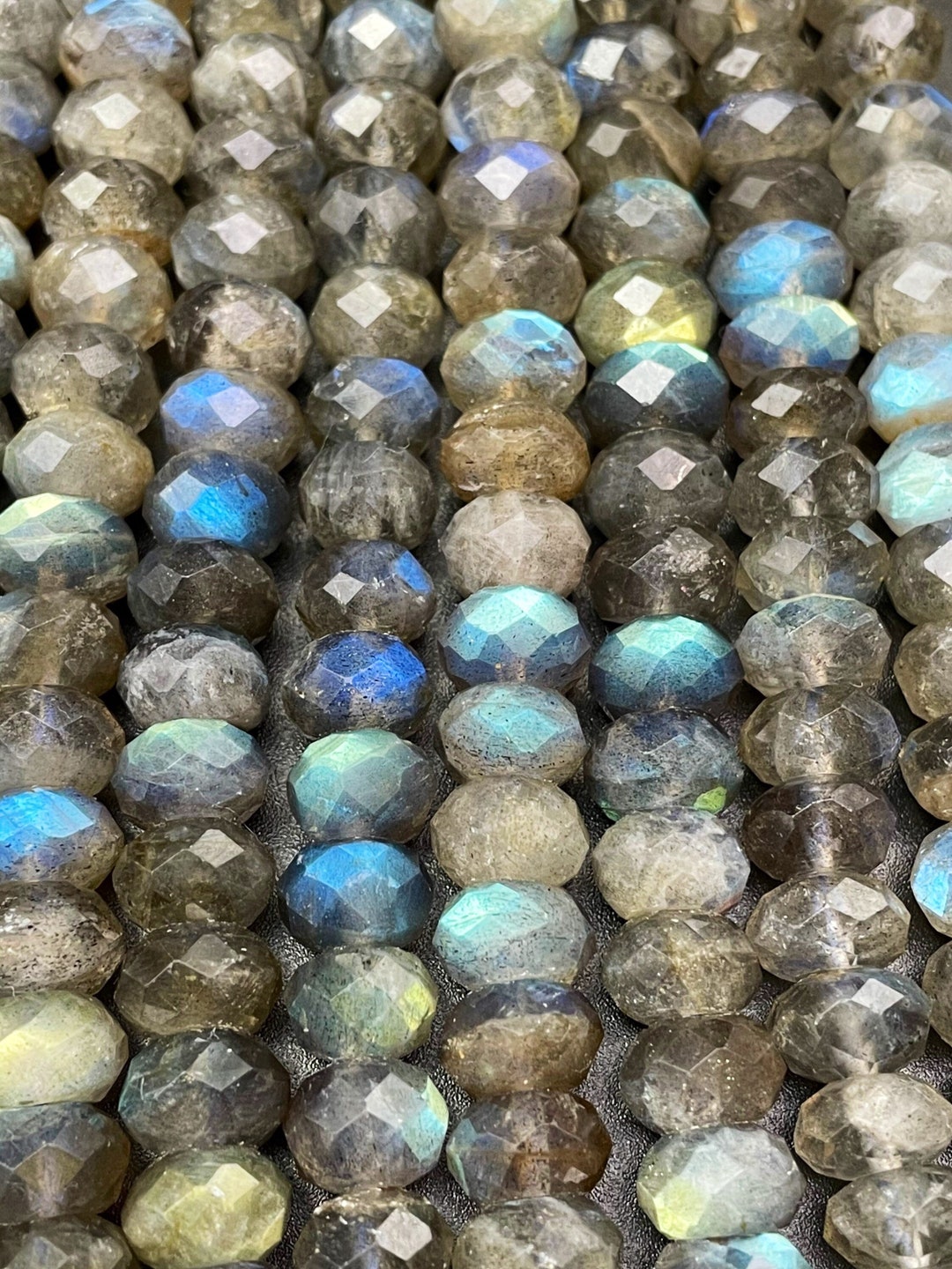AAA Natural Rainbow Labradorite Stone Bead. Faceted 6x9mm Rondelle ...