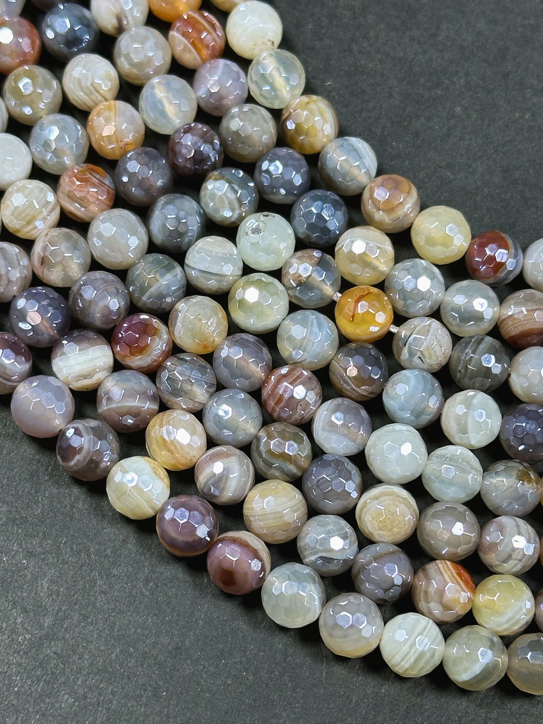 Mystic Natural Botswana Agate Gemstone Bead Faceted 8mm Round Beads ...