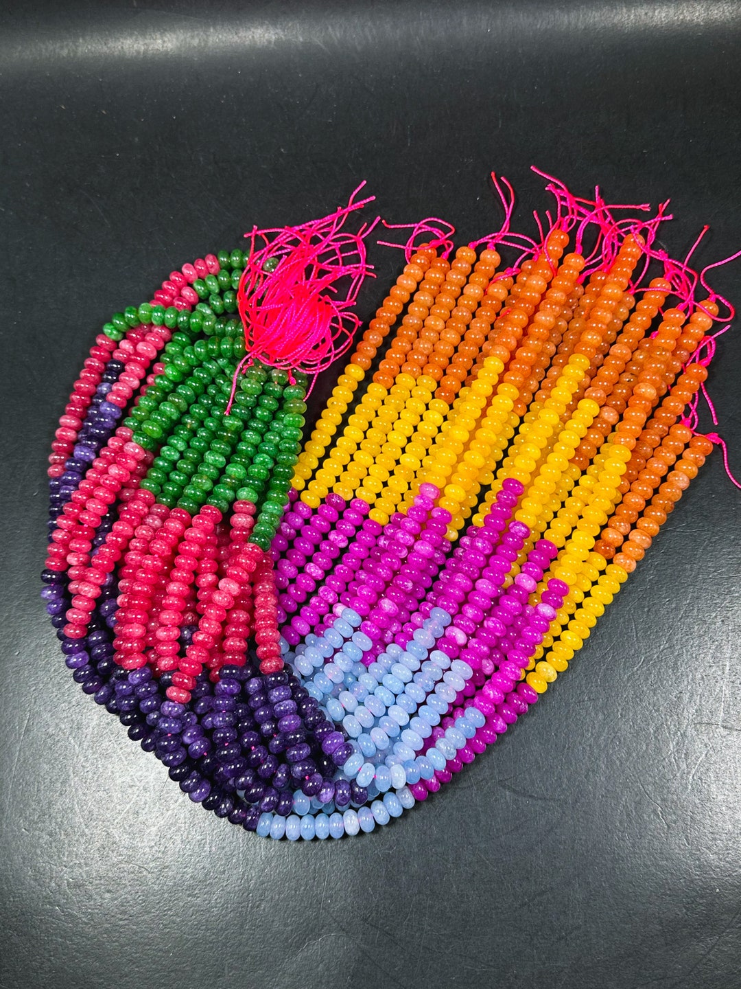 Natural Multi Jade Gemstone Bead 8x5mm Rondelle Shape, Gorgeous Rainbow ...