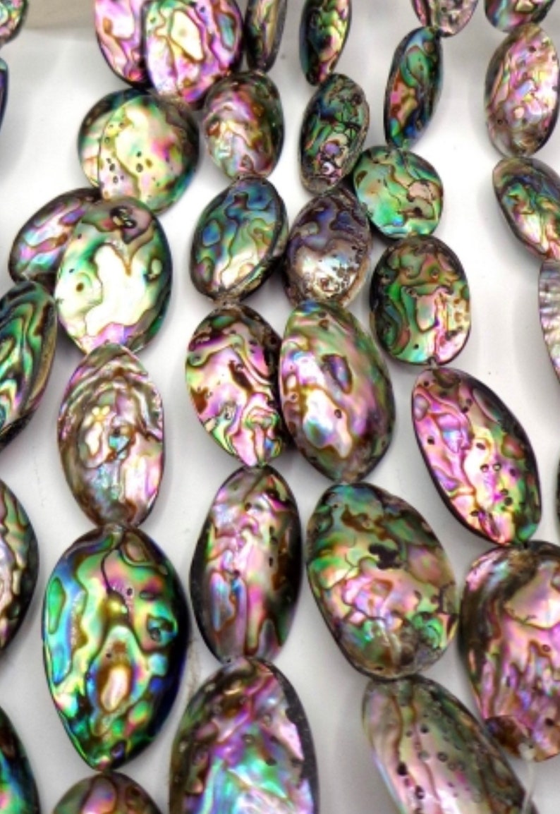 NATURAL Abalone Shell Beads Approx. 17x28mm Beads, Full Length 15.5 ...
