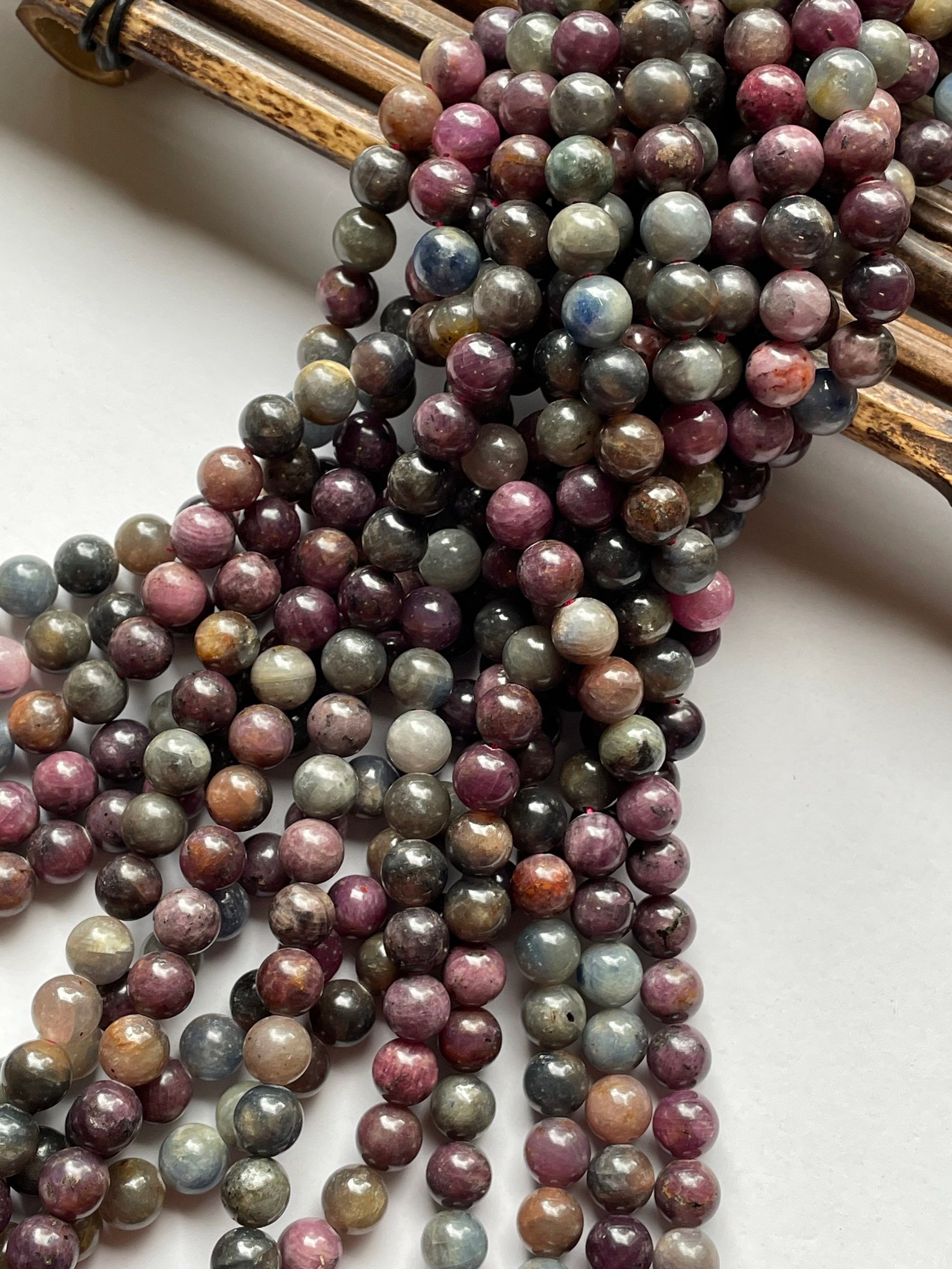 Natural ruby sapphire stone bead. 6mm 8mm round bead. | Etsy