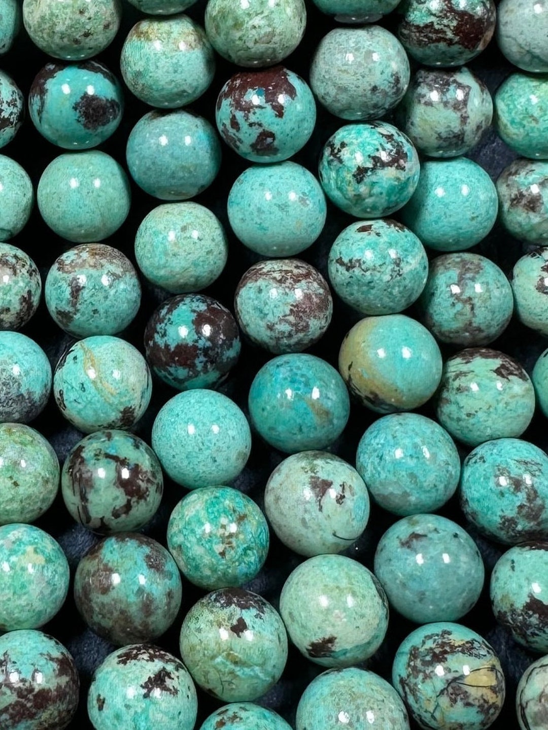AAA Natural Genuine Turquoise Gemstone Bead . Round Turquoise Bead ...