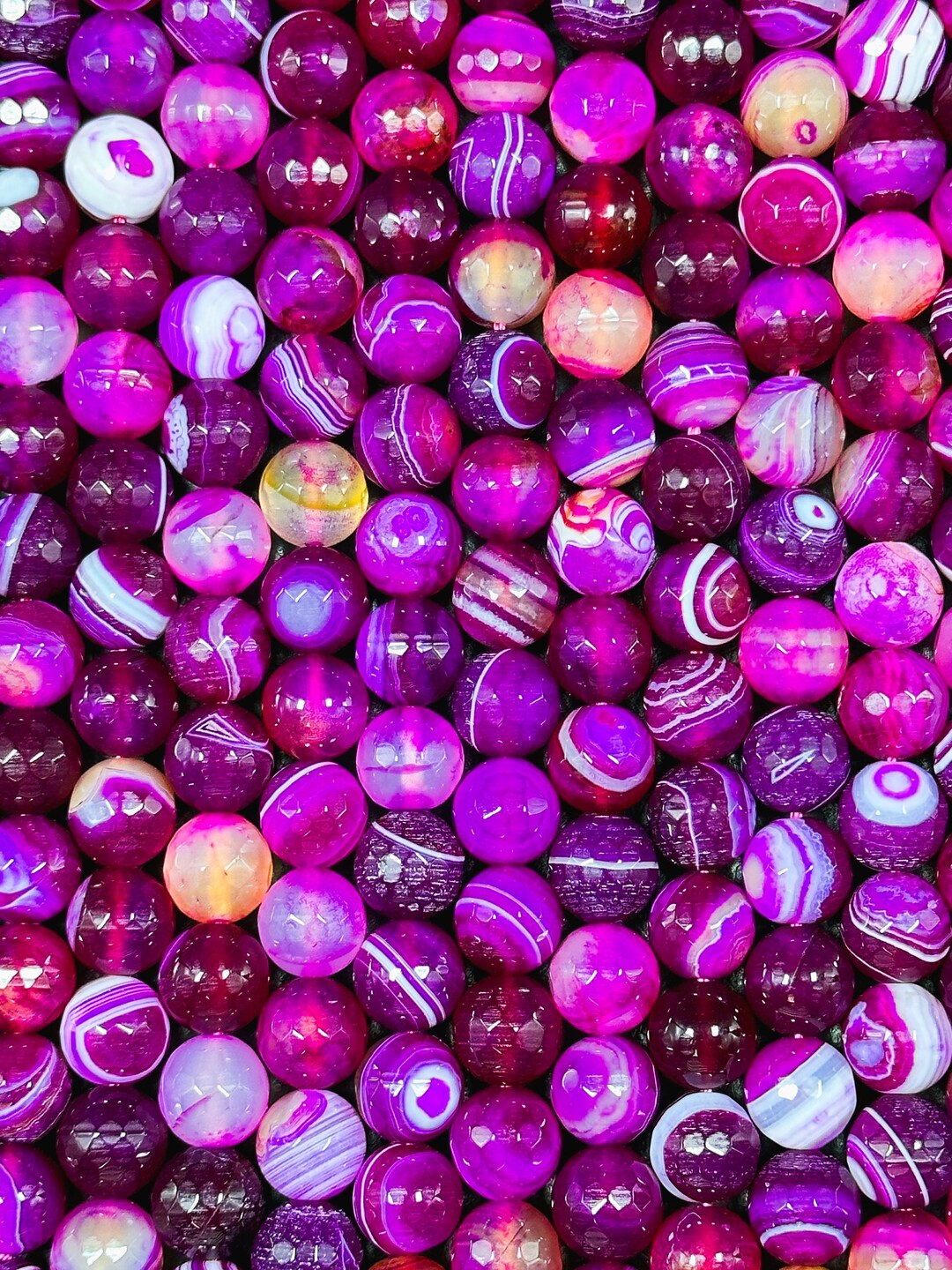 NATURAL Botswana Agate Gemstone Bead Faceted 6mm 8mm 10mm 12mm Round ...