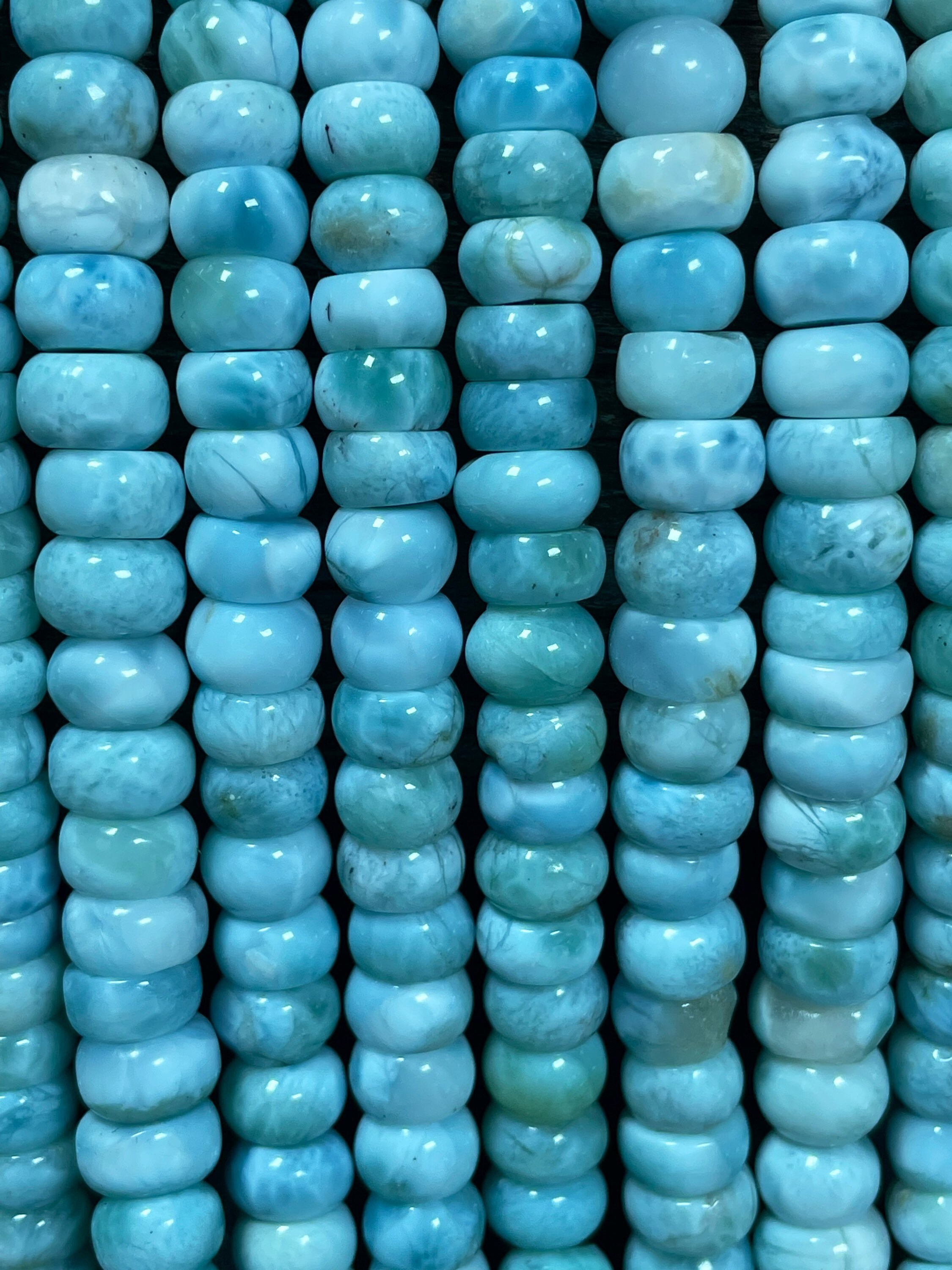 AA +100% Natural Larimar Gemstone Bead. 8mm Rondelle Shape. Beautiful ...