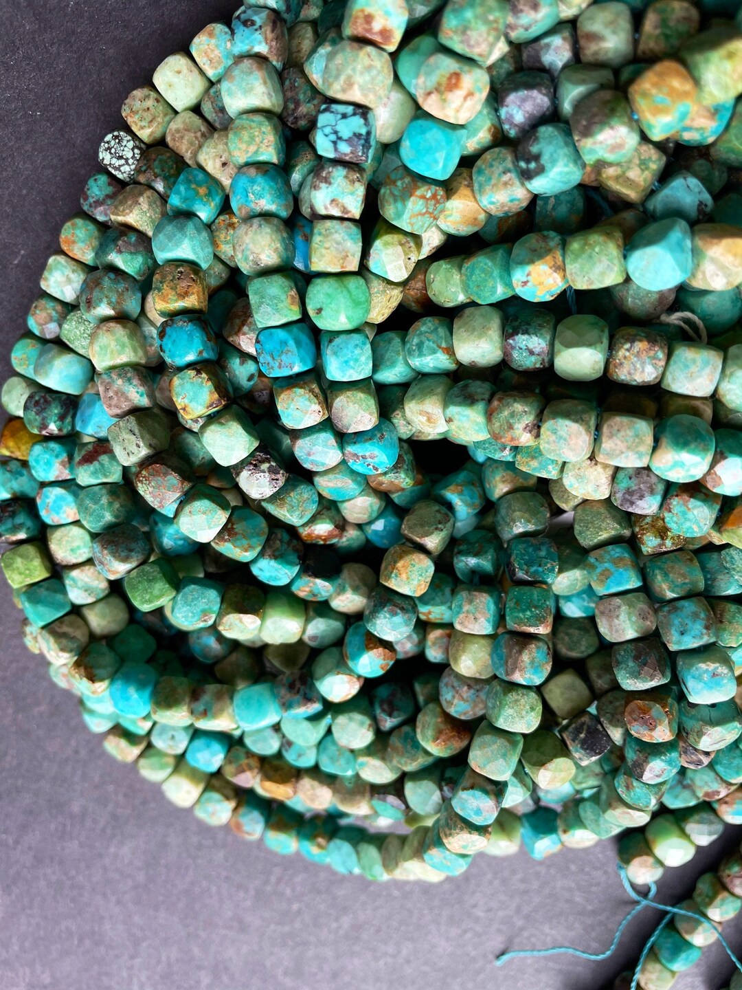 Natural Turquoise. 4mm Cube Shape . Faceted Cut Turquoise Bead ...