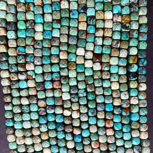 Natural Turquoise Stone Beads. 4mm 6mm Square Tuba Shape Turquoise Bead ...