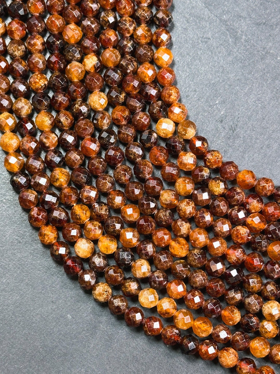 AA Natural Hessonite Orange Garnet Gemstone Bead Faceted 7mm 9mm Round ...