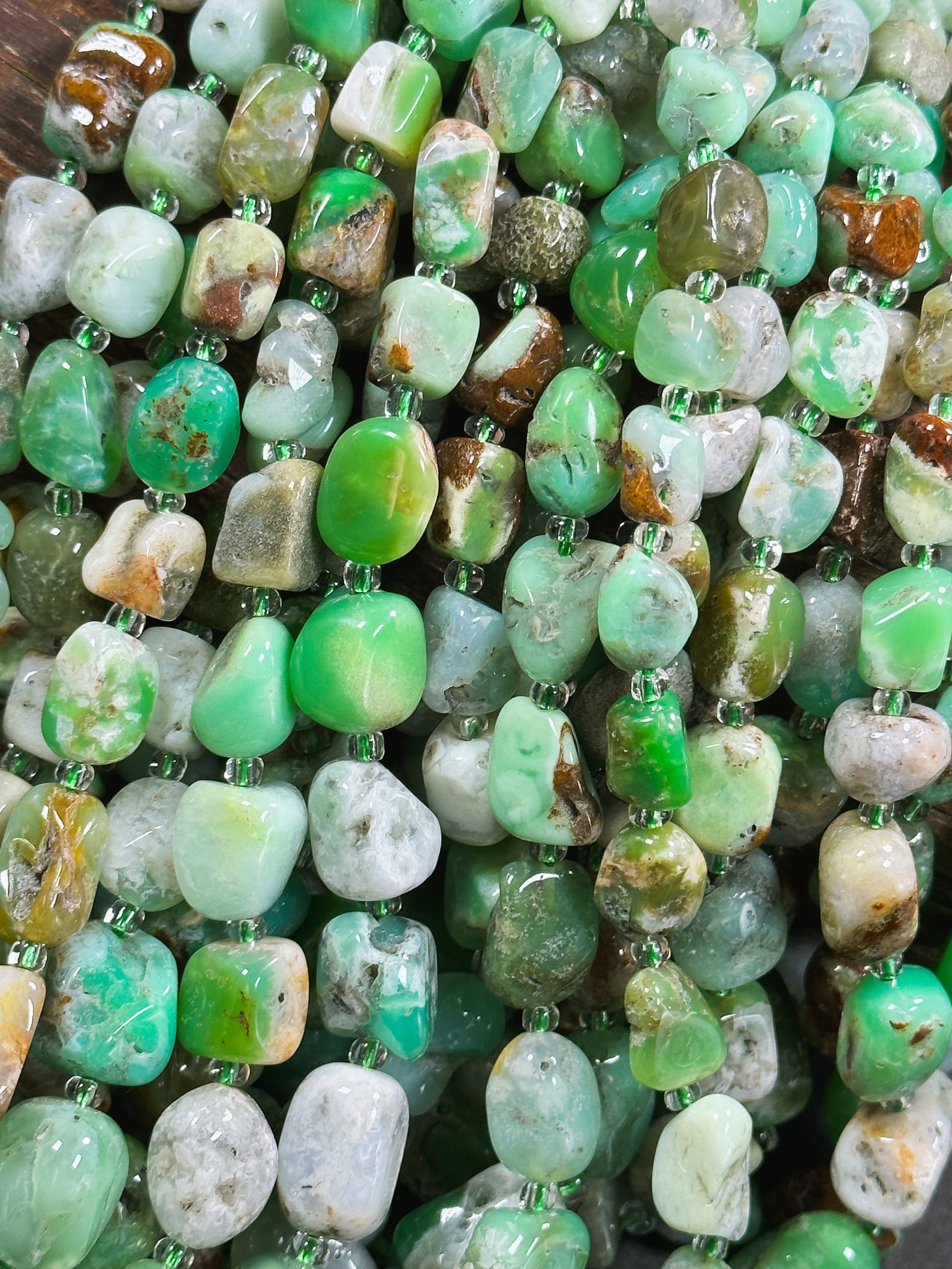 Natural Chrysoprase Gemstone Freeform Pebble Nugget Beads, Beautiful ...
