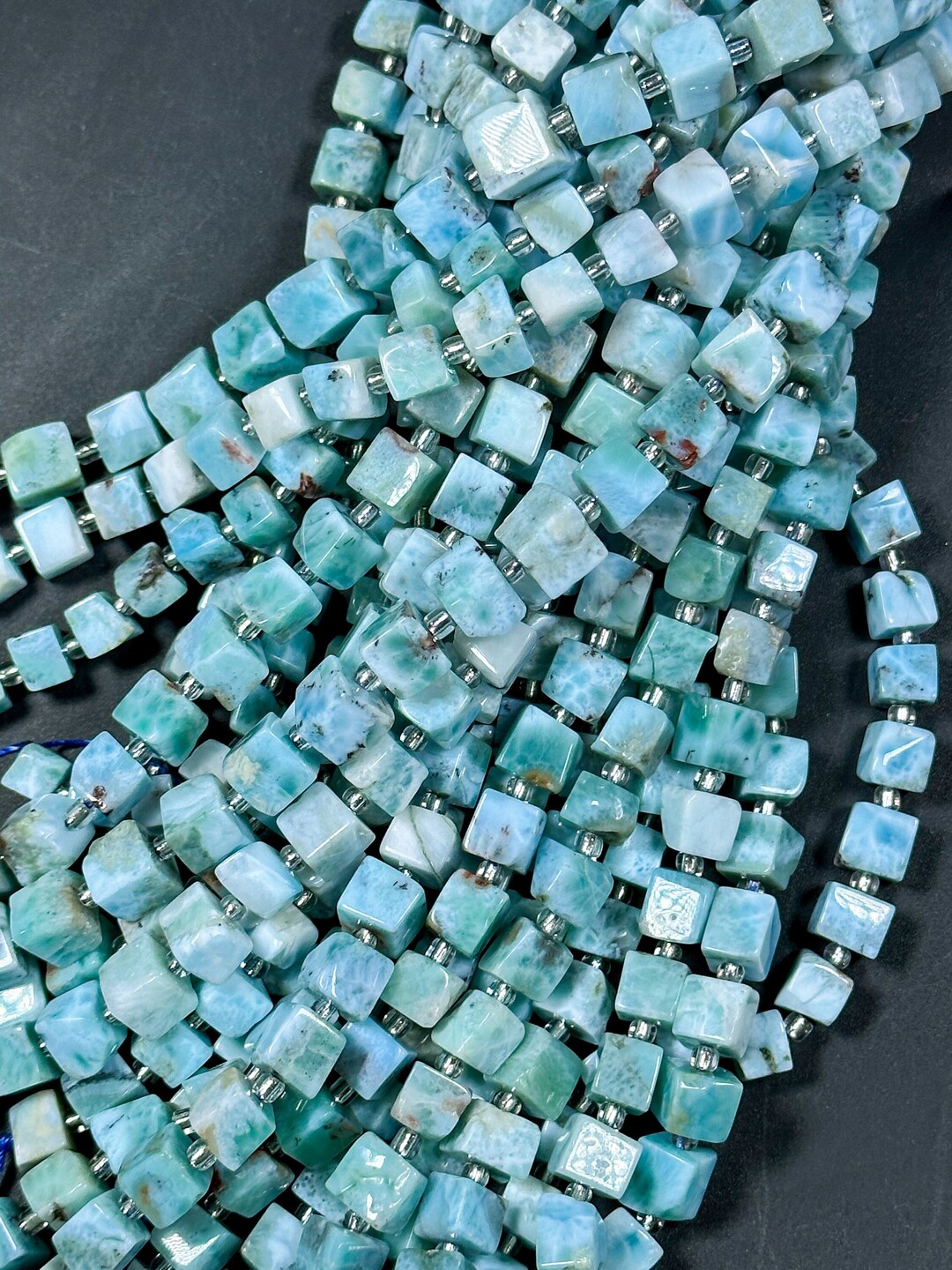 AAA Natural Larimar Gemstone Bead 6mm Cube Shape, Beautiful Natural ...