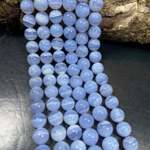 AAA Natural Blue Lace Agate Chalcedony Gemstone Bead. 4mm 6mm 8mm 10mm ...