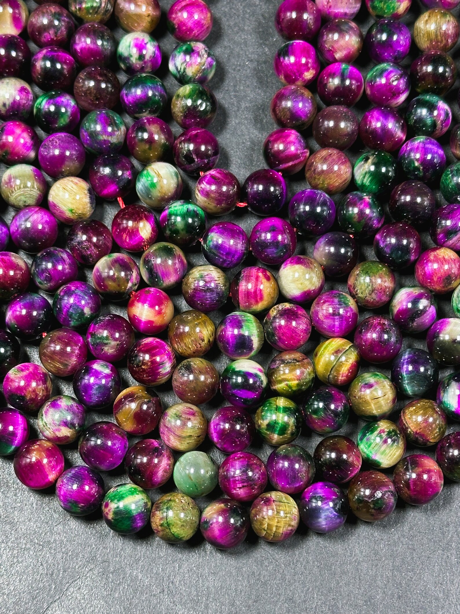 Beautiful Galaxy Fuchsia Pink Tiger Eye Gemstone 8mm Round Beads ...