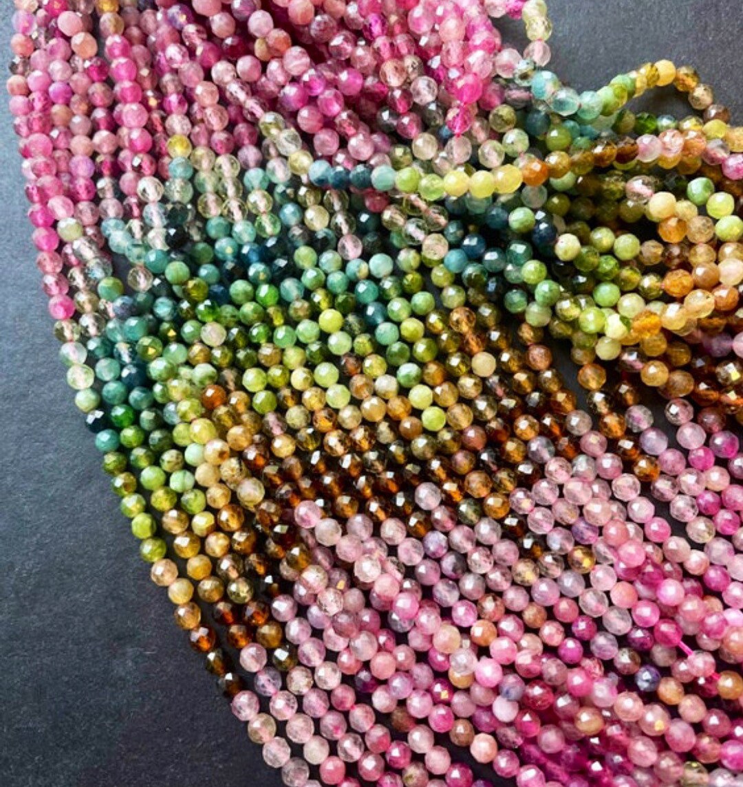 AAA Natural Watermelon Turmaline Stone Bead . Beautiful Natural Multi ...