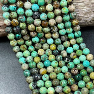 AA Natural Peru Turquoise Gemstone Bead. 8mm 10mm Round Bead. Natural ...