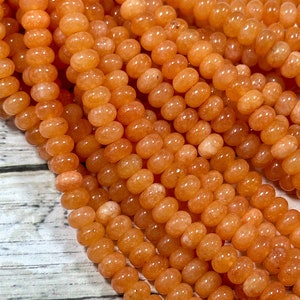 NATURAL Orange Jade Gemstone Bead 8x5mm Rondelle Shape Bead, Beautiful ...