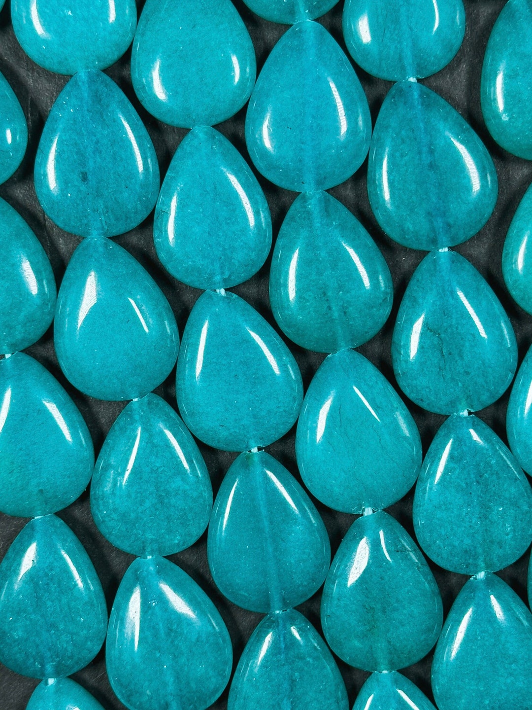 Natural Turquoise Blue Jade Gemstone Bead 20x15mm Teardrop Shape ...