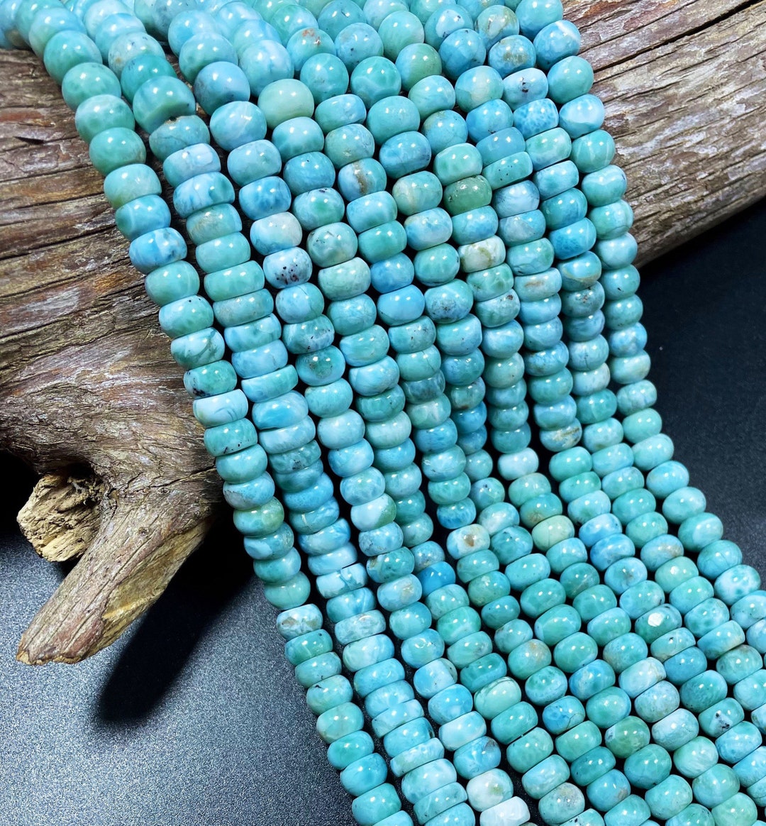AA 100% Natural Larimar Gemstone Bead. 5x8mm 6x10mm Rondelle Shape ...