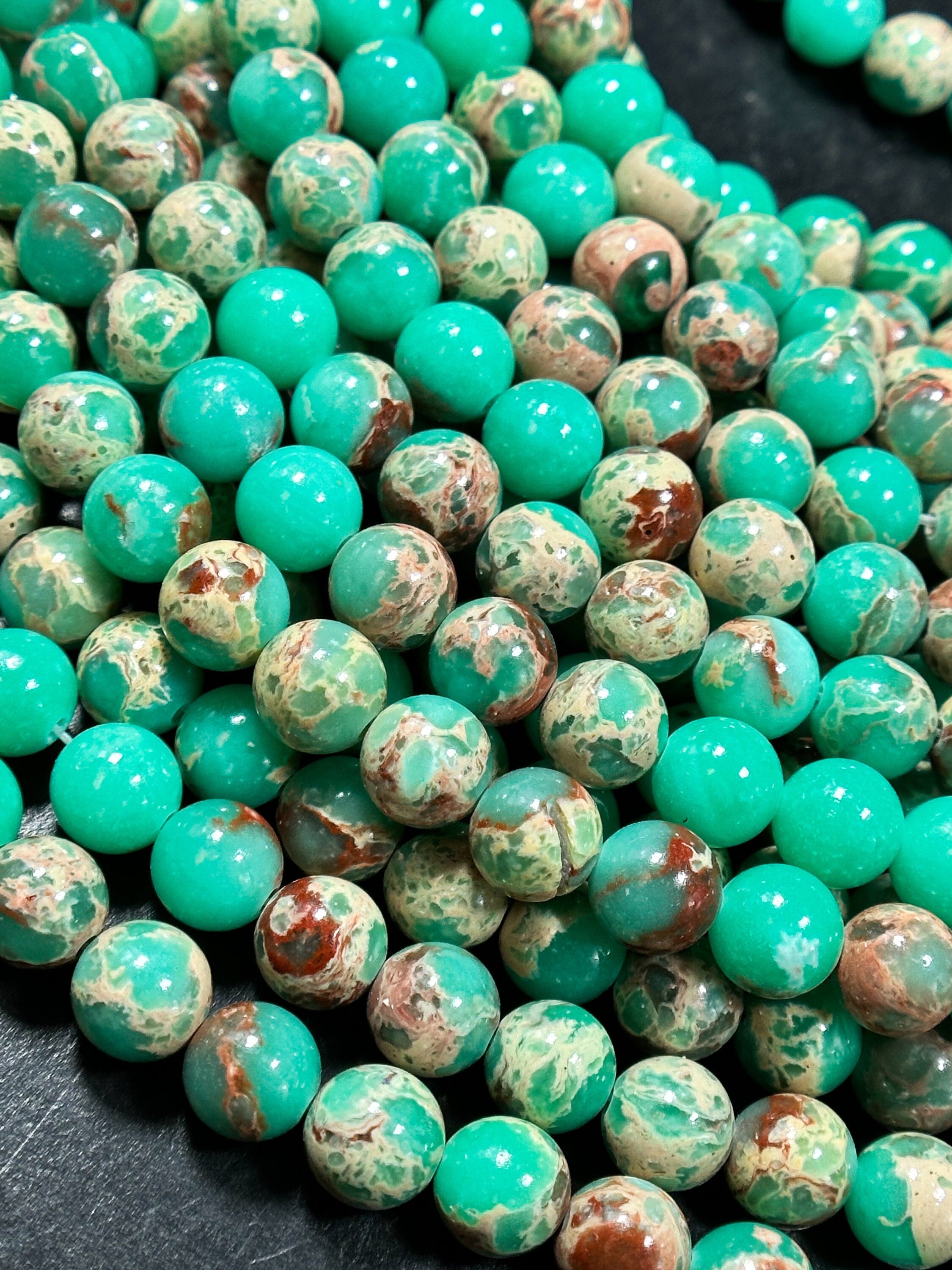 Natural Sea Sediment Jasper Gemstone Bead 6mm 8mm Round Beads ...